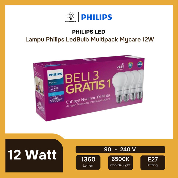 Jual Lampu Philips LED [PACK] Bulb 12-98W E27 6500K 230V A60-MyCare (Putih) | Shopee Indonesia