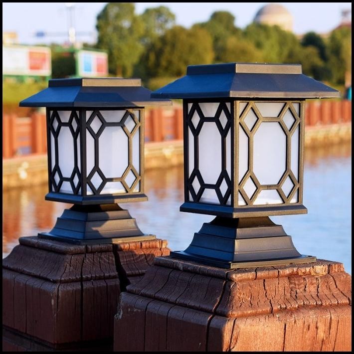 Jual LAMPU PAGAR TAMAN SURYA 5 LED MODEL MINIMALIS BESAR / LAMPU TENAGA ...