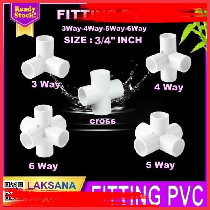 Jual (LAKSA) SAMBUNGAN PVC 3/4 INCH CABANG 3 WAY - 4 WAY - 5 WAY - 6 ...