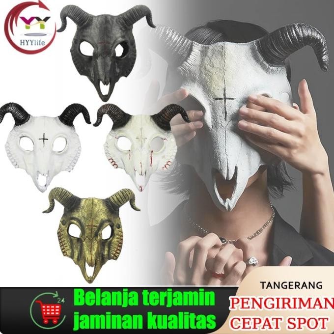 Jual Topeng Tengkorak Domba/ Topeng Tanduk Ram Kambing Tengkorak ...
