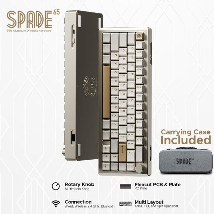 Jual Noir Spade65 65% Aluminum Wireless Mechanical Keyboard Gasket ...