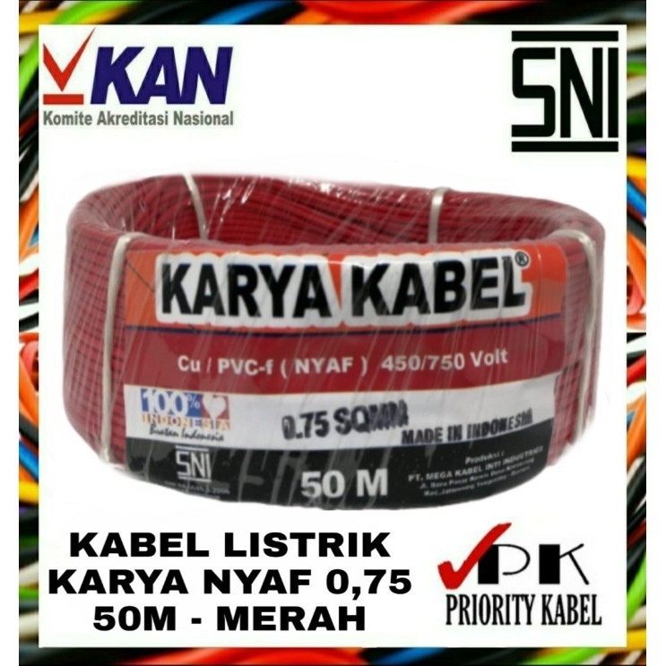 Jual Kabel Listrik Serabut Karya Nyaf 0,75Mm 0.75Mm 50 Meter (50M) | Shopee Indonesia