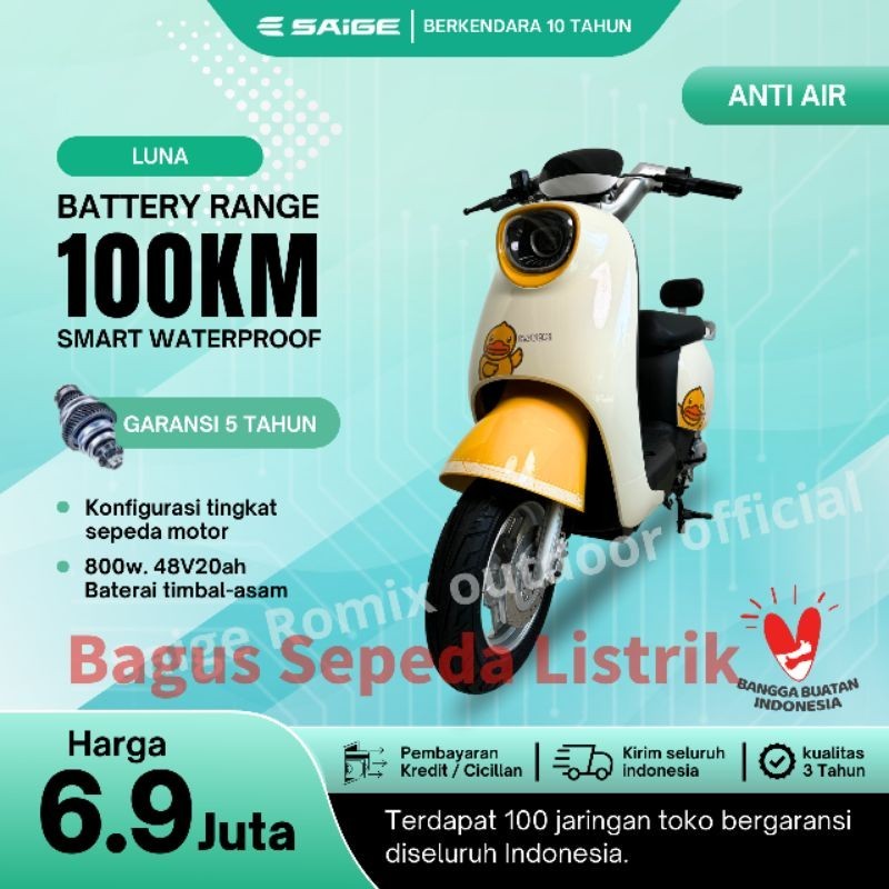 Jual Saige sepeda listrik Luna dinamo 800w aki 48v20ah disc rem ...