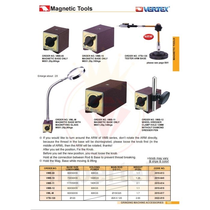 Jual VERTEX Magnetic Tool VMB-11 Magnetic Base Only VMB 11 Dudukan ...