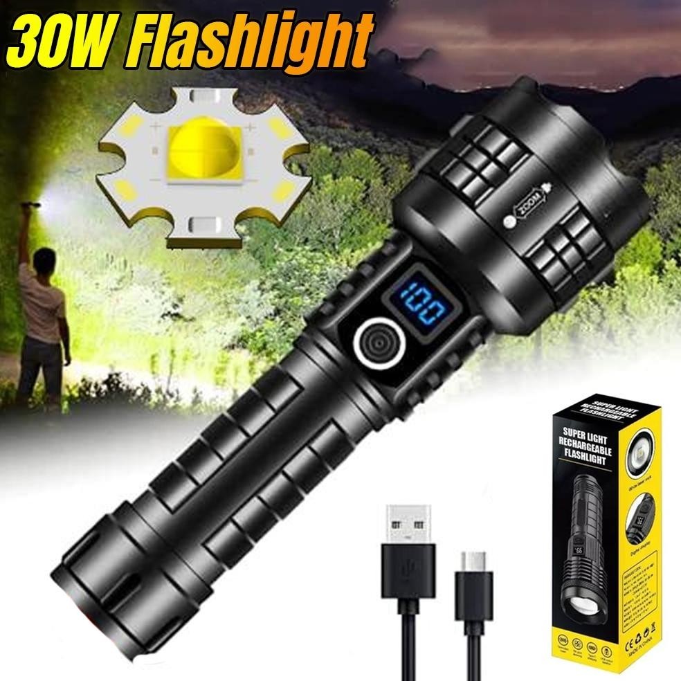 Jual YUI Anbolt Digital Display Senter LED Super Terang Jarak Jauh 10000 Lumens USB C ...