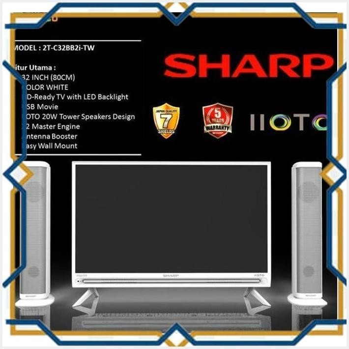 Jual [Gpe] New Tv Led 32 Inch Sharp Analog Iioto Tower Speakers 2T C32Bb2I Tw Warna Putih ...