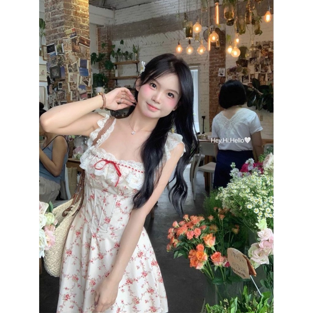 Jual Gaun tank top manis Perancis untuk wanita dengan rok panjang ...