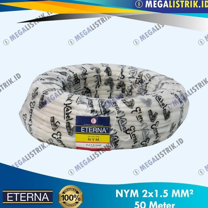 Jual TERBARU - Eterna NYM 2x1.5 ( 50M ) Kabel Listrik Putih Kawat Tembaga 2 X 1.5 MM | Shopee ...