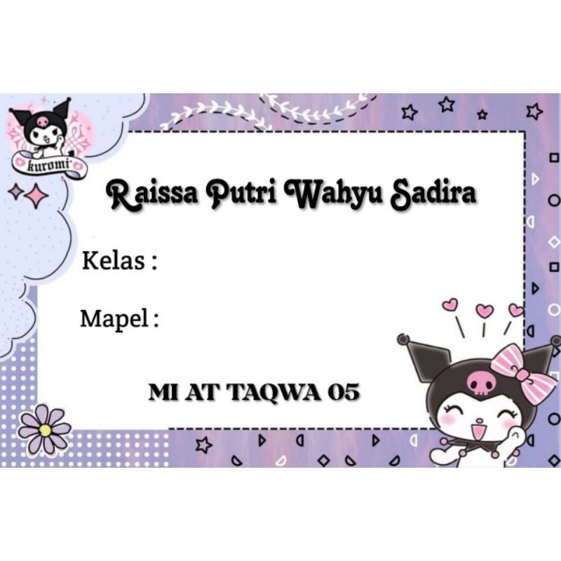 Jual (ISI 50 PCS) SIZE 5,5CM X 9CM LABEL STICKER BUKU SEKOLAH CUSTOM ...