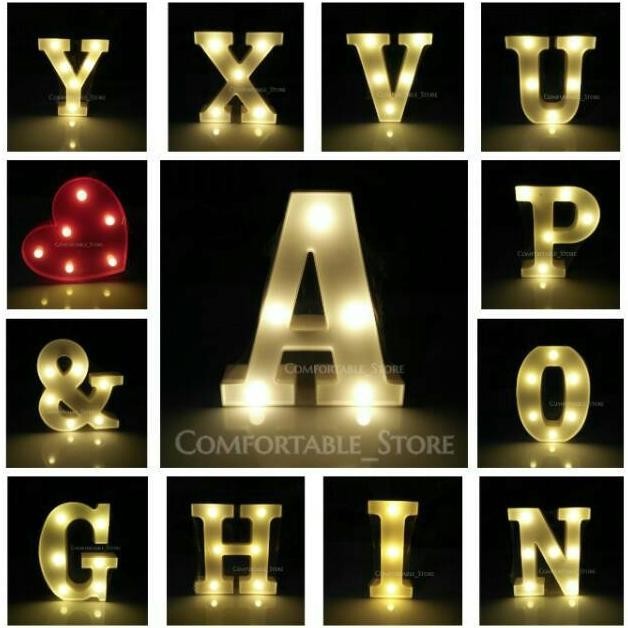 Jual Lampu Huruf A-Z Dan Angka 0-9 Led Tinggi 16 Cm Lampu Hias Kamar ...