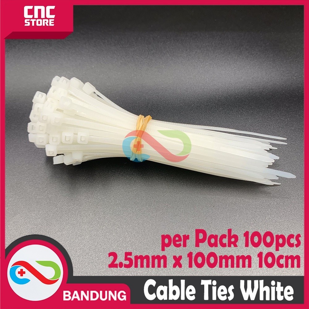 Jual CABLE KABEL TIES TIS 2.5x100MM 10CM - PUTIH PACK 100PCS | Shopee Indonesia