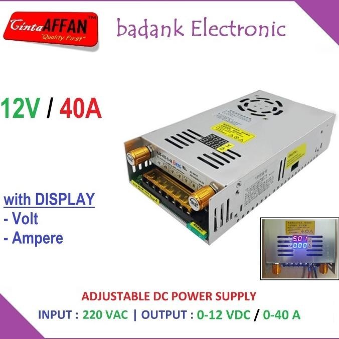 Jual HARGA DISC - 0-12V/0-40A Adjustable DC Power Supply with Display ...