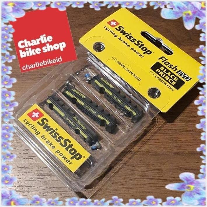 Jual [CBS] BRAKE SHOE SWISS STOP BLACK PRINCE FLASH EVO CARBON RIMS ...