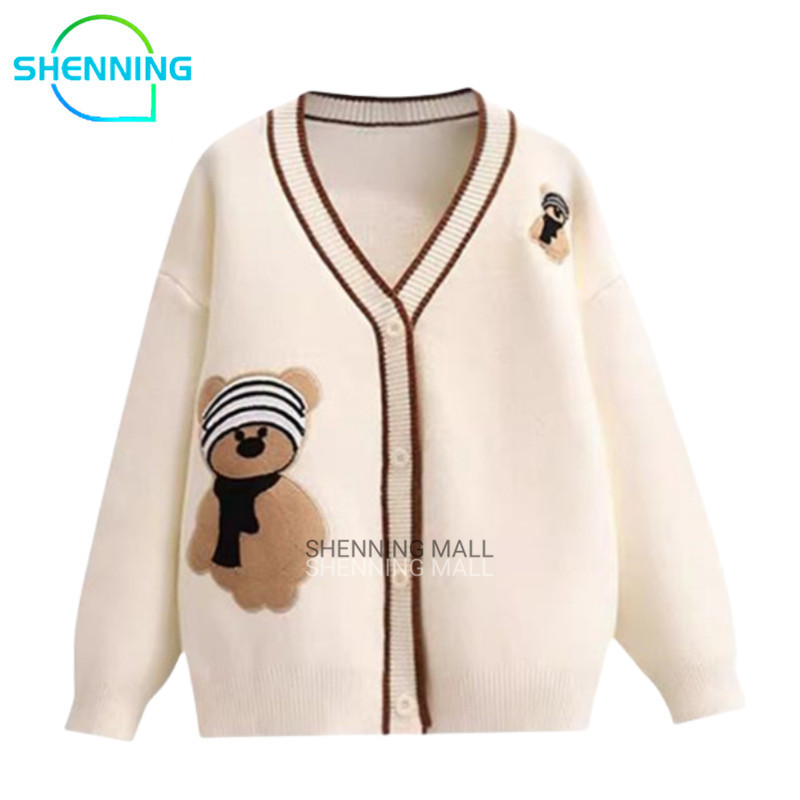 Jual SHENNING Knit Sweater Rajut Korea Cardigan Wol Outer Rajut Cute Outer Knit V Neck Wanita ...
