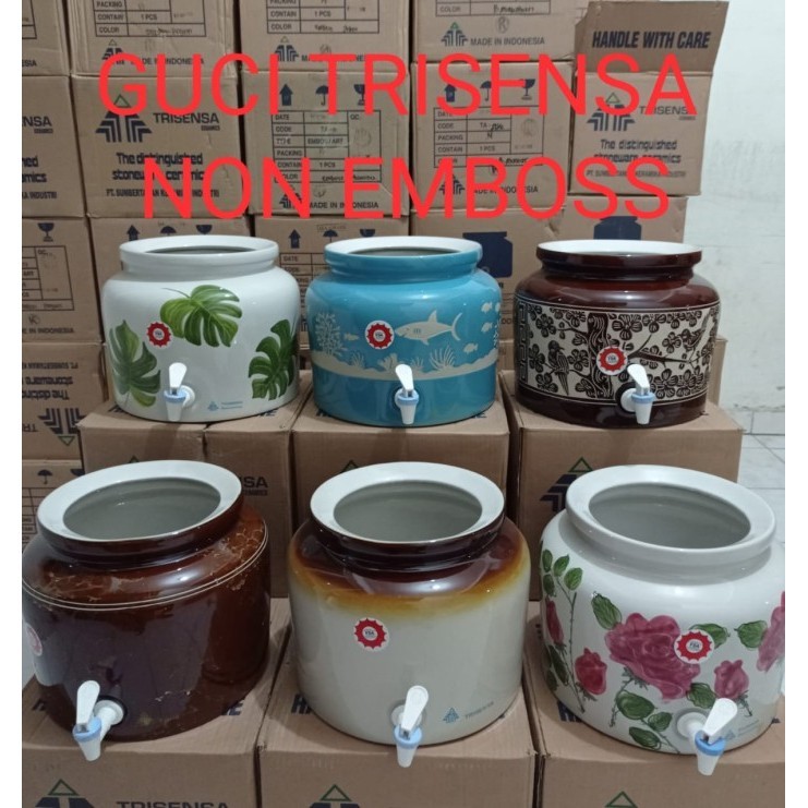 Jual Gra Guci Air Keramik / Guci Galon Lukis Timbul Trisensa | Shopee ...