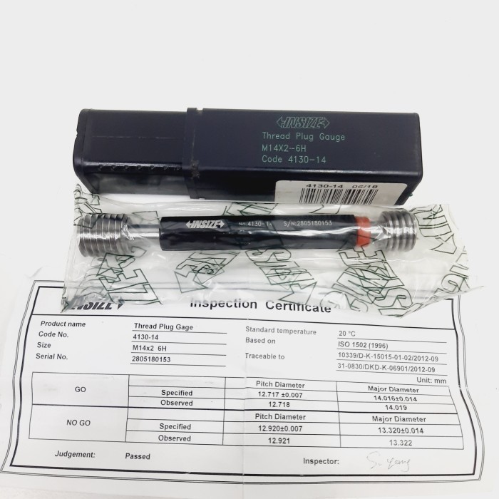 Jual Jual! Thread Plug Gauge Go No Go Gage Metric Gauge M 14 X 2.0 ...