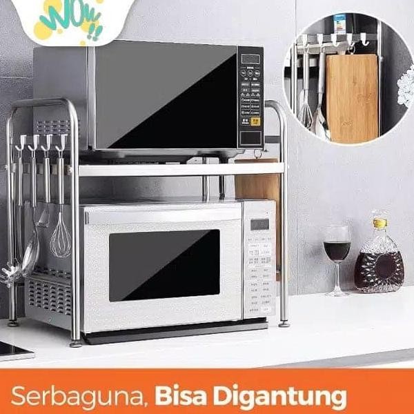 Jual Rak Microwave Stainless Steel Rak Dapur Oven Serbaguna | Shopee ...