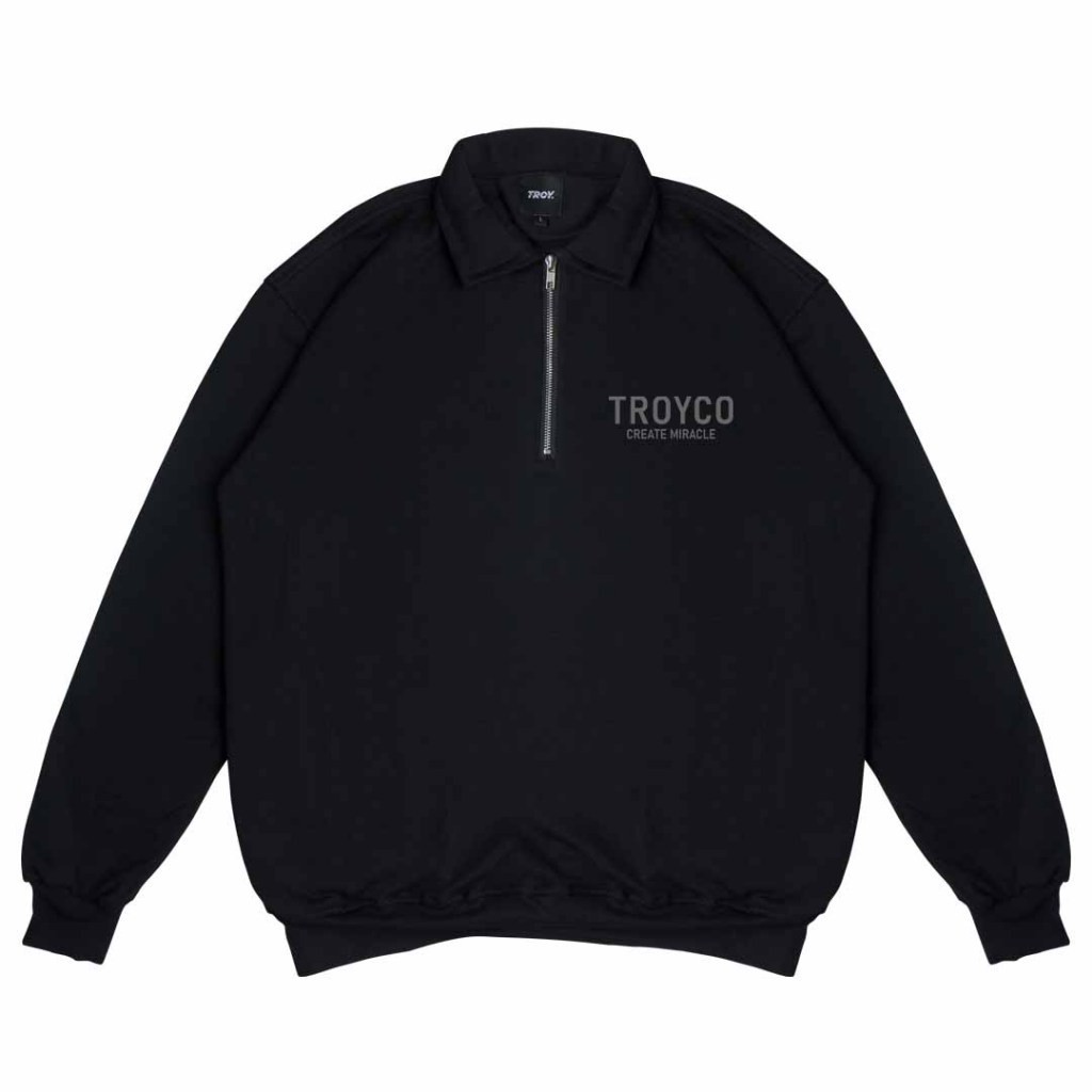 Jual Troy Company Sweater Crewneck Half Zipper Black Miracle HZ 2526 ...