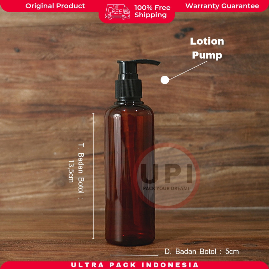 Jual KEMASAN BOTOL POMPA ISI ULANG - BOTOL PET BR 250ML AMBER + LOTION PUMP | Shopee Indonesia