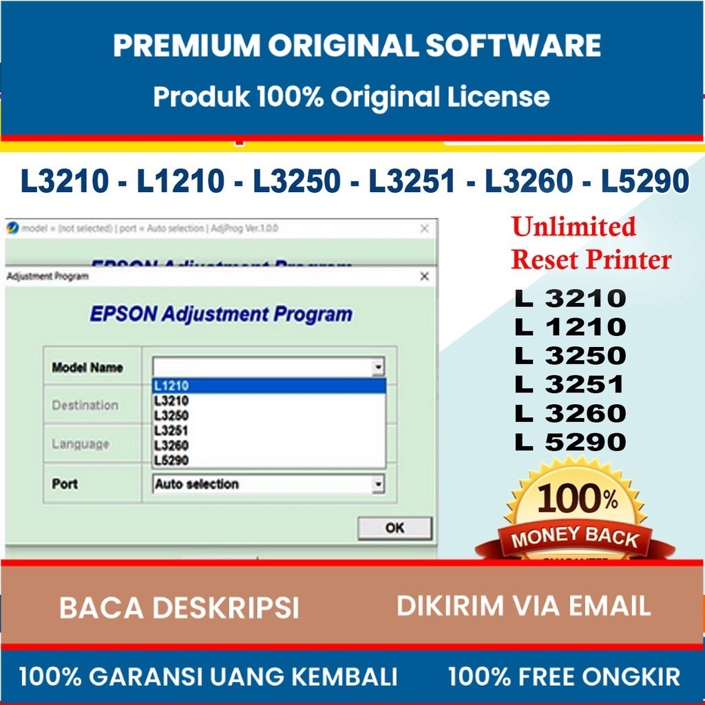 Jual Software RESETTER Epson L3210-L1210-L3250-L3251-L3260-L5290 + Video Instalasi Dan Cara ...