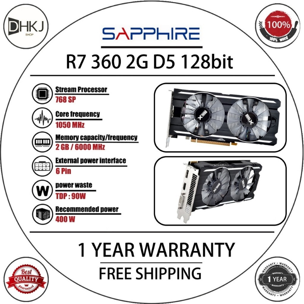 Jual Sapphire R7 360 2GB GDDR5 OC 128bit Kartu Video AMD Radeon R7 360 ...