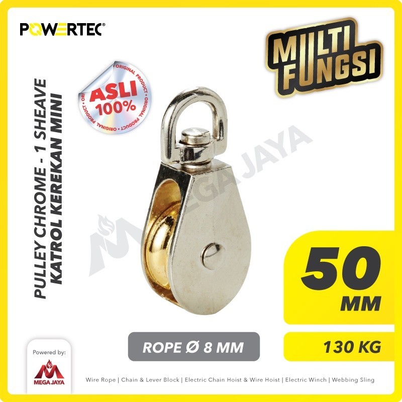 Jual POWERTEC Small Pulley Chrome Katrol Kerekan 50mm 2" - 1 Sheave | Shopee Indonesia