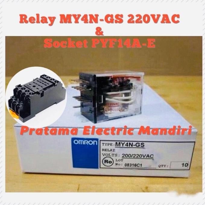 Jual OMRON Relay MY4N-GS MY4N 220VAC 220V 3A dan Socket PYF14A-E ORIGINAL | Shopee Indonesia