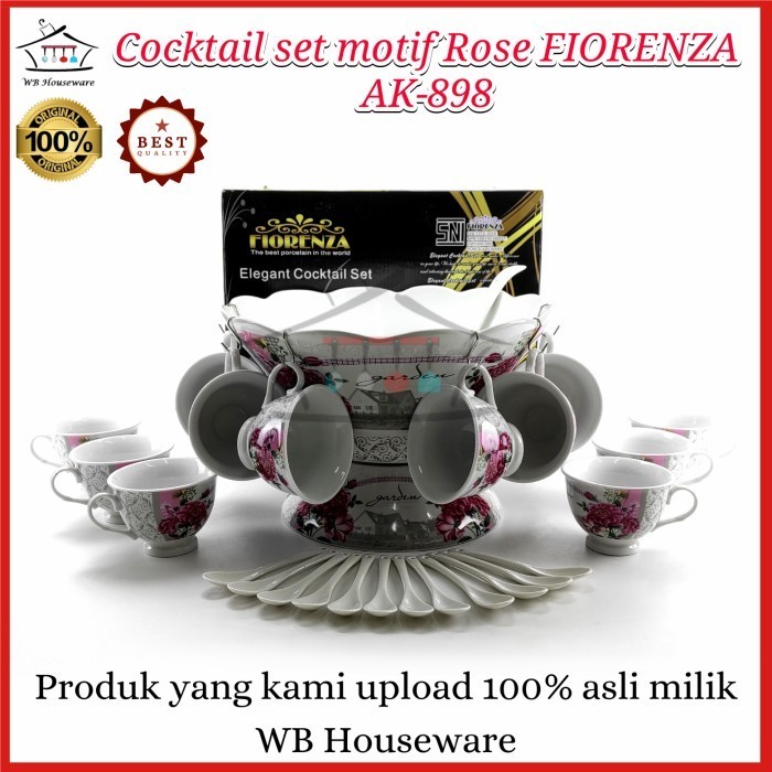 Jual mangkok es buah set keramik / cocktail set motif rose FIORENZA AK-898 | Shopee Indonesia