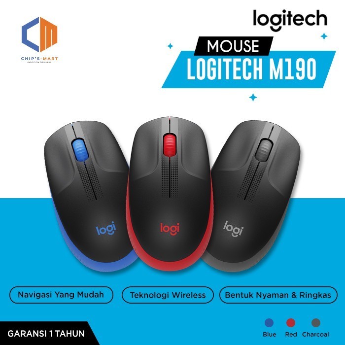 Jual LOGITECH M190 / mouse wireless / full-size / ORI / garansi 1 tahun ...