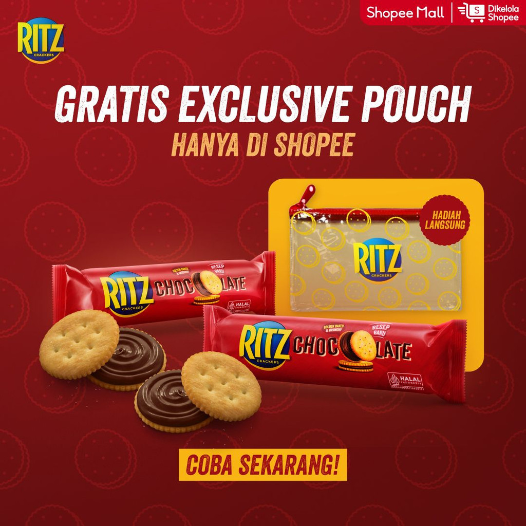 Jual Ritz Biskuit Sandwich Cokelat 91g x 2 Free Ritz Pouch | Shopee ...