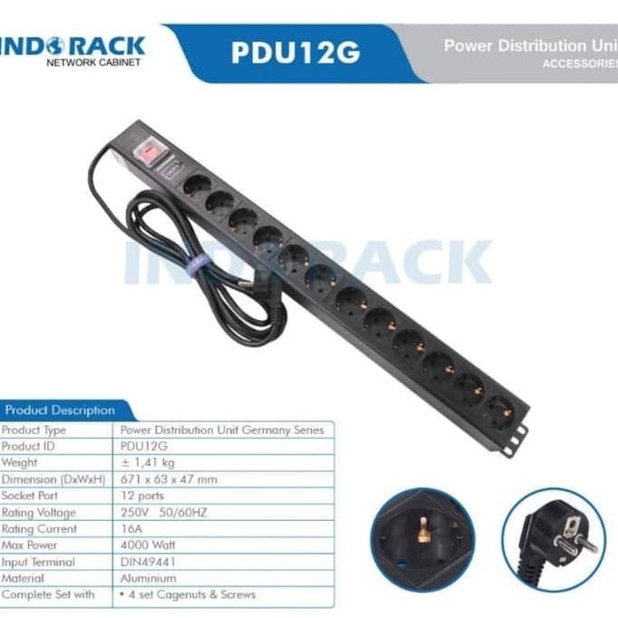 Jual INDORACK PDU12G PDU 12G Power Distribution Unit 12 Outlet Colokan Rack | Shopee Indonesia