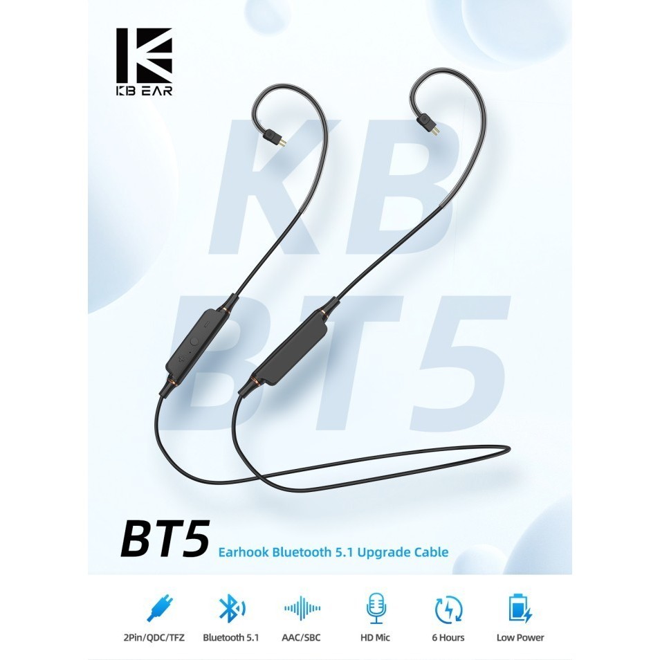 Jual Kbear Bt5 Earhook Bluetooth 5.1 Upgrade Cable Hd Mic Qdc 2 Pin ...
