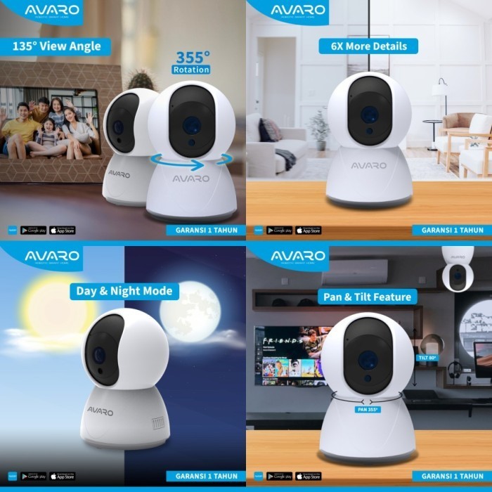Jual Avaro Smart Cctv Wifi Ip Camera 360 Cctv Indoor 2Mp Ptz Lan Port Onvif | Shopee Indonesia