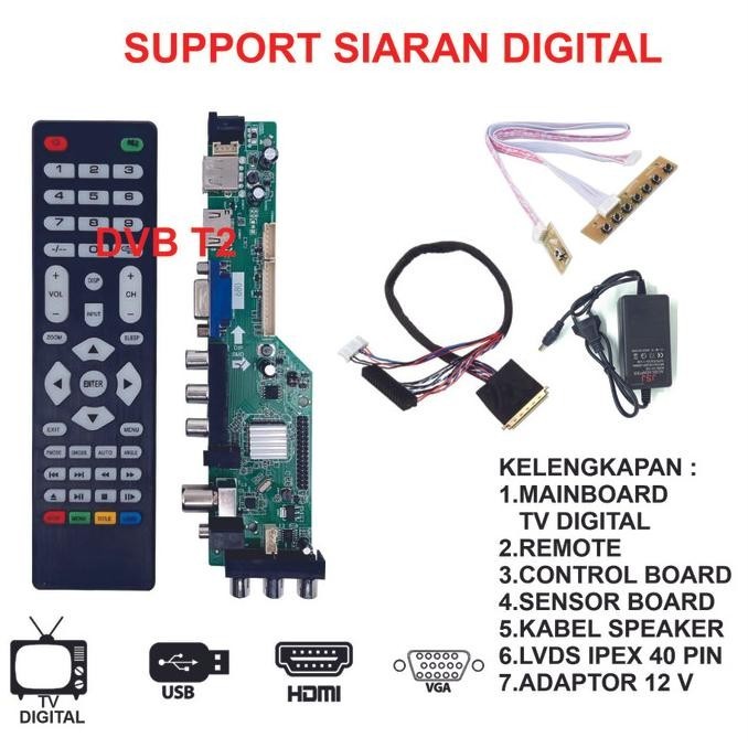 Jual UNIVERSAL LCD LED TV MAINBOARD MESIN DTV TV DIGITAL SIGNAL DVB-T2 ...