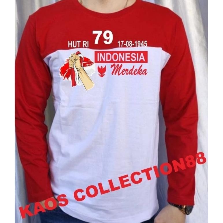 Jual SDF kaos kemerdekaan kaos merah putih lengan pj 79 merdeka bendera ...