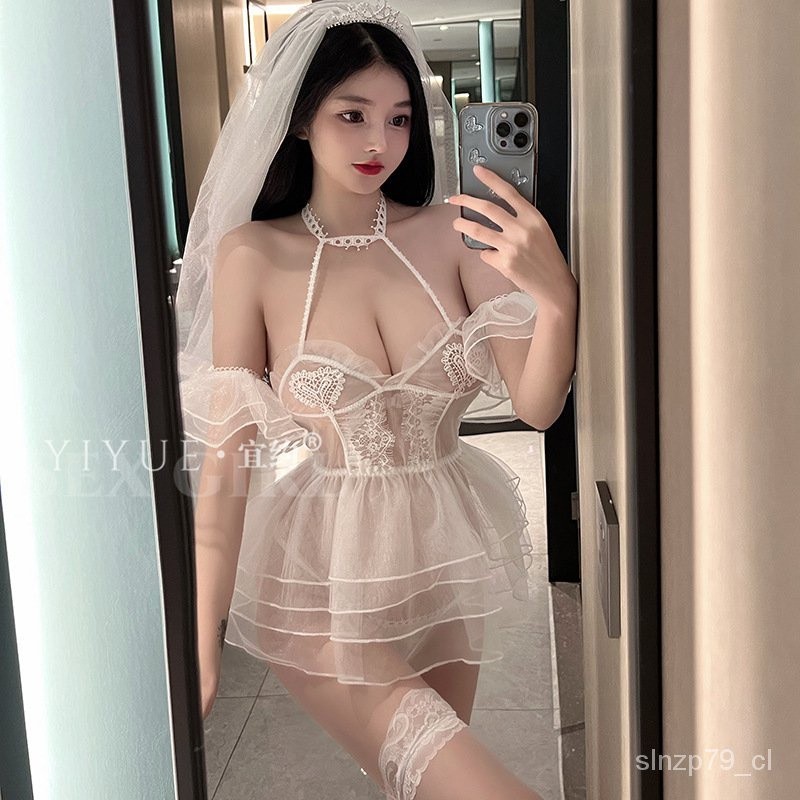 Jual Yiyue Lingerie Seksi Mengkilat Seragam Pernikahan Pengantin Piyama Tembus Pandang Seksi ...