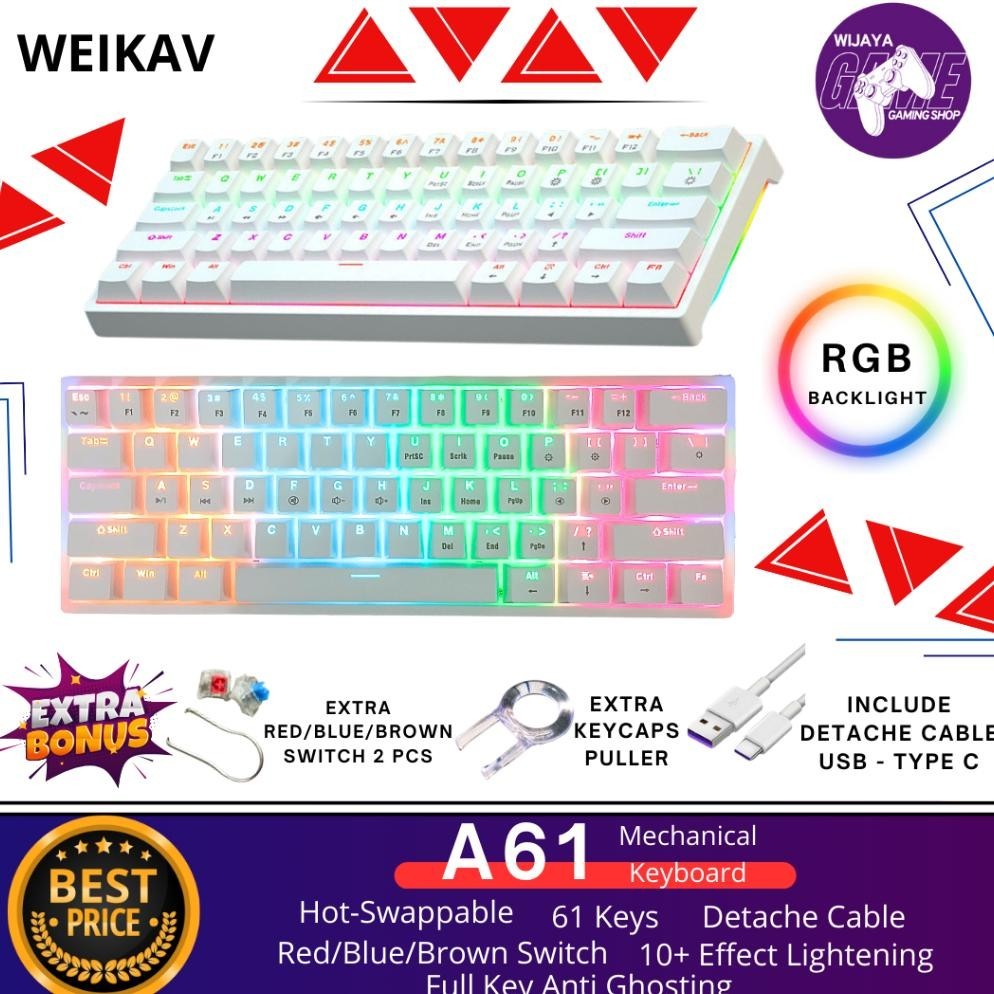Jual Viral Weikav A61 Mechanical Keyboard Gaming Rgb Hotswappable 61 ...