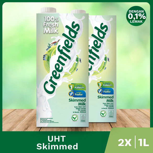 Jual Greenfields Susu UHT Skimmed 950ml x 2 pcs | Shopee Indonesia