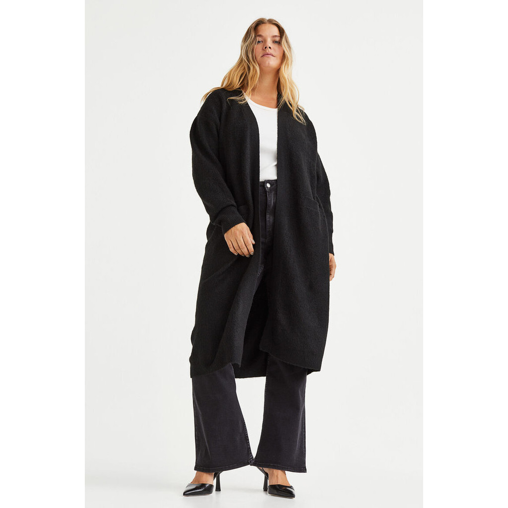 Jual H&M Wanita H&M+ Long rib-knit cardigan | Shopee Indonesia
