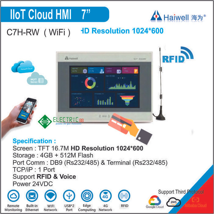 Jual C7H-RW HAIWELL IOT CLOUD HMI 7 INCH SUPPORT RFID + WIFI TERMURAH | Shopee Indonesia