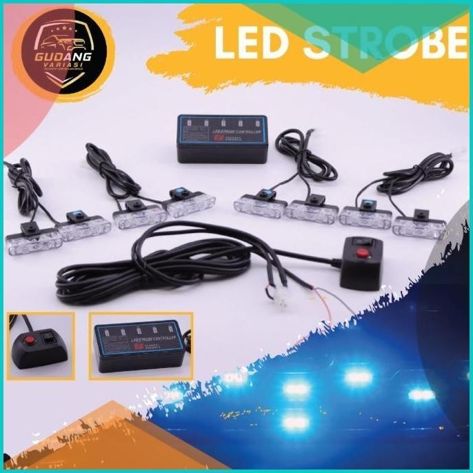 Jual LAMPU LED STROBO GRILL SLIM MOBIL 8 TITIK 12V ION BLUE 8JVLZ4 suku ...