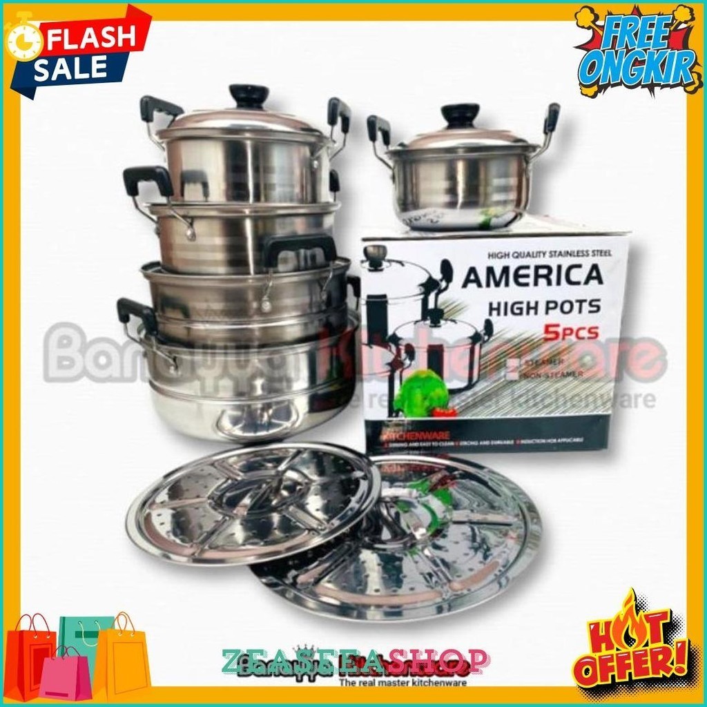 Jual Panci Set Kingko 555 Stainless Isi 5 Set + Steamer (Lagi Viral ...