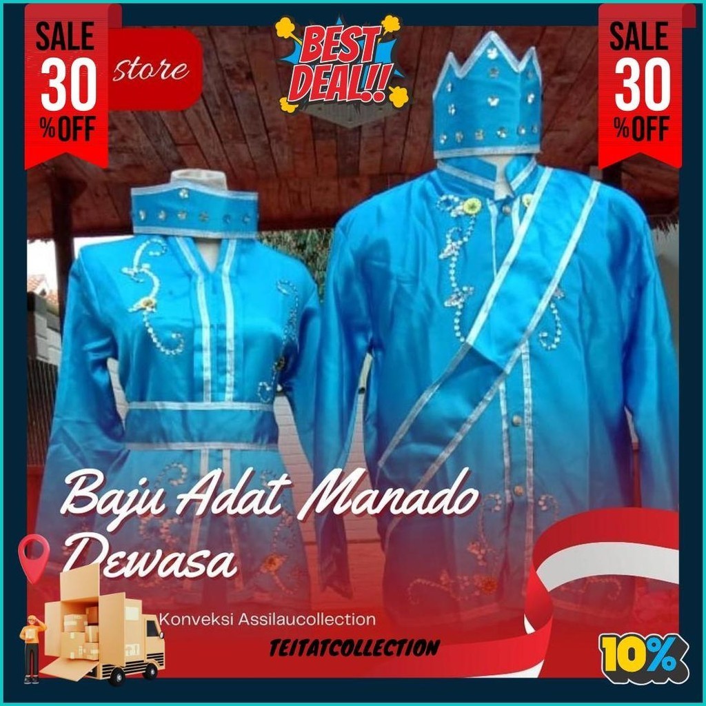 Jual (Promo) Baju Adat Dewasa Sulawesi Utara/Manado Satuan (Laki/Cewek ...