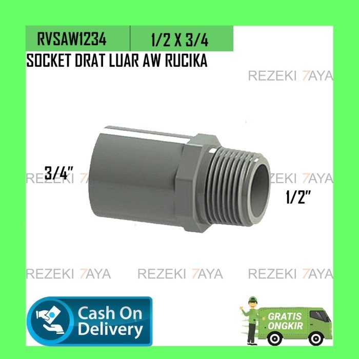 Jual VALVE SOCKET AW 1/2 X 3/4 INCH FITTING PIPA AIR PVC RUCIKA ...