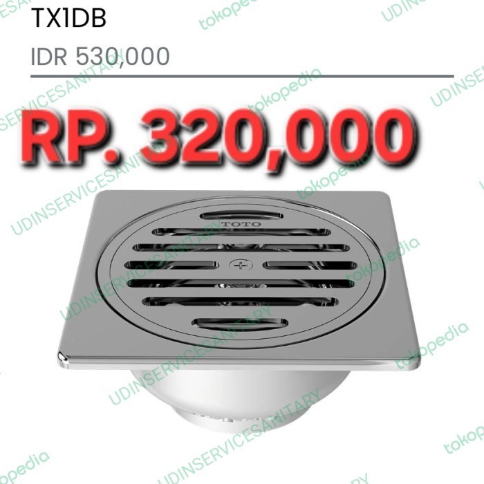 Jual Produk TX1DB TOTO FLOOR DRAIN W/ SQUARE FLANGE ( FOR 2" G.I PIPE)(115115 mm) | Shopee Indonesia