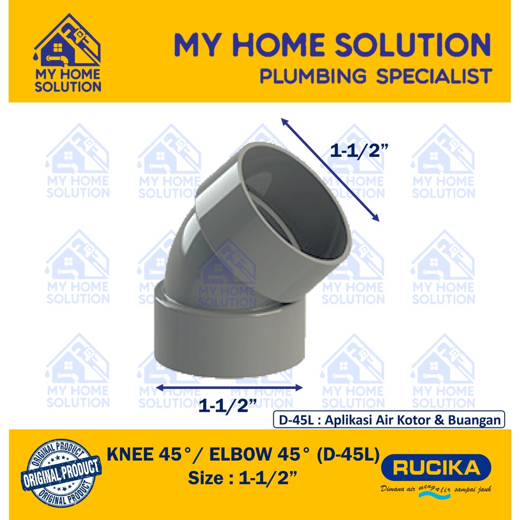 Jual KNEE 45 | ELBOW 45 | KENI 45 1 1/2" RUCIKA Tipe D-45L | Shopee Indonesia