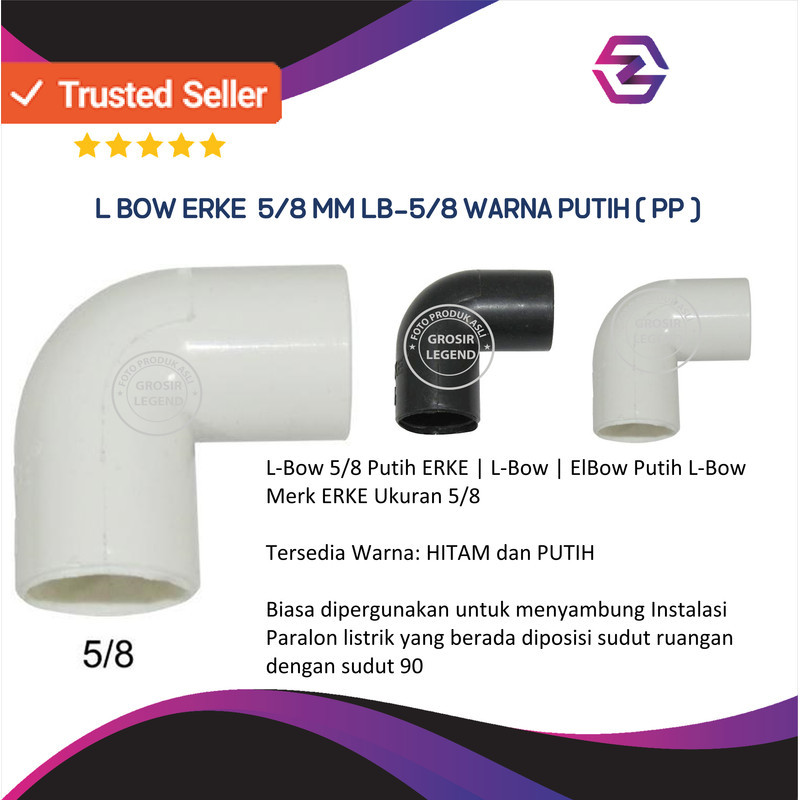 Jual L BOW ERKE 5/8 MM LB-5/8 Sambungan Pipa Listrik warna - Putih ...
