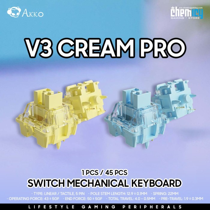 Jual Akko V3 Cream Yellow / Blue Pro 5 Pin Switch (1Box) | Shopee Indonesia