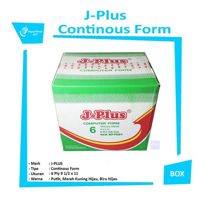 Jual Jplus - Continous Form 9 1/2 x 11 - 6 Ply - K 6 - Kertas NCR ...