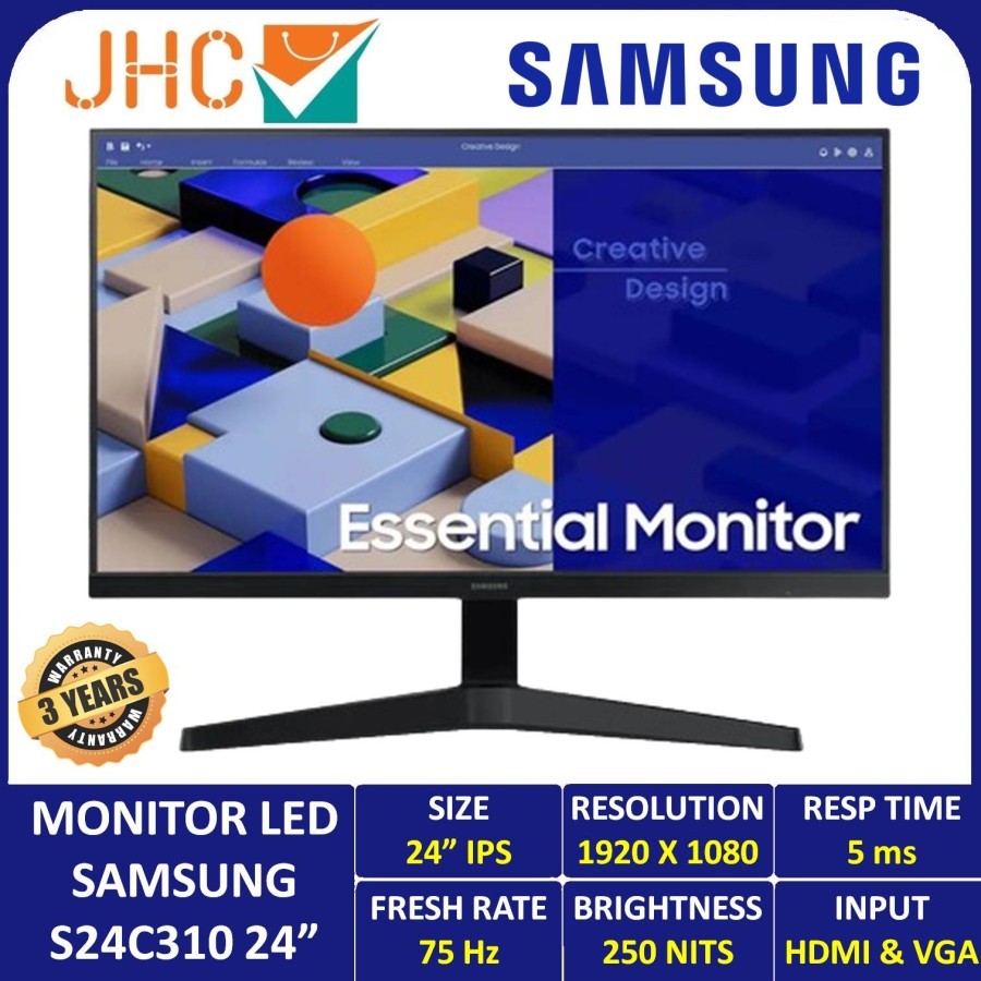 Jual Monitor LED Samsung 24" S24C310 Essential IPS 75Hz Pengganti ...